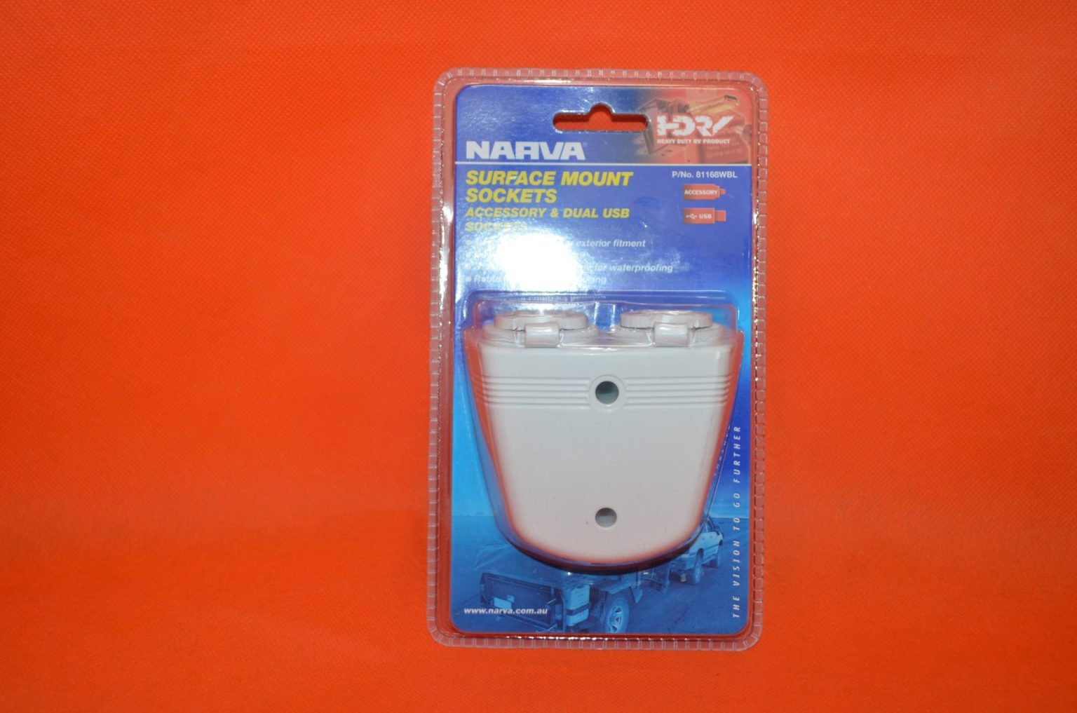 Narva - Surface Mount Dual Sockets; White - Caramart Caravans & Trailers