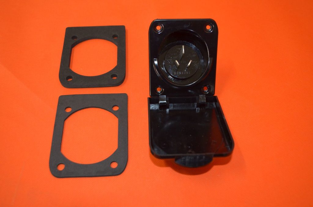 240V 15amp Power Inlet IP44 - Black - Caramart Caravans & Trailers